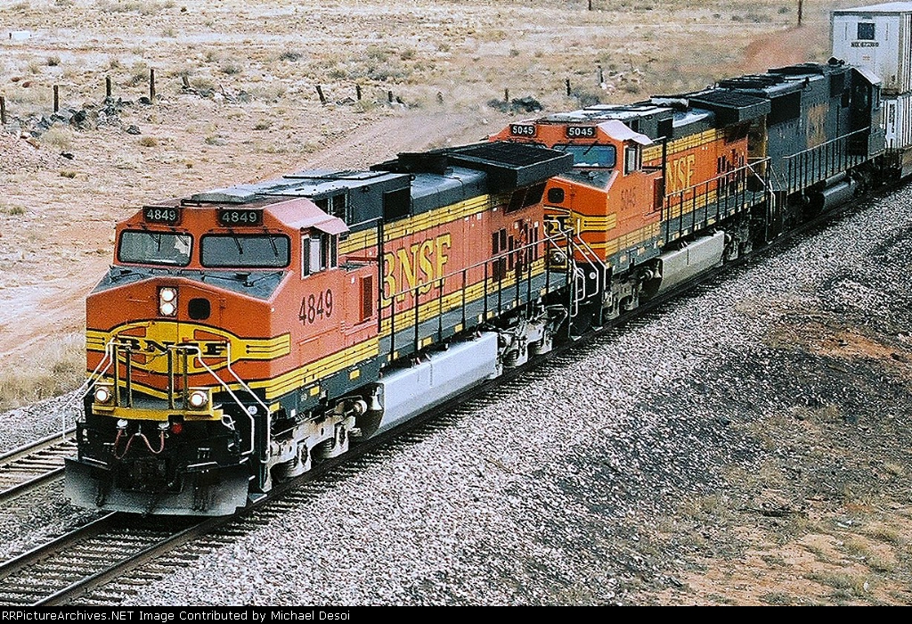 BNSF C44-9W #4849 leads a westbound at the Old Rt66 OHB